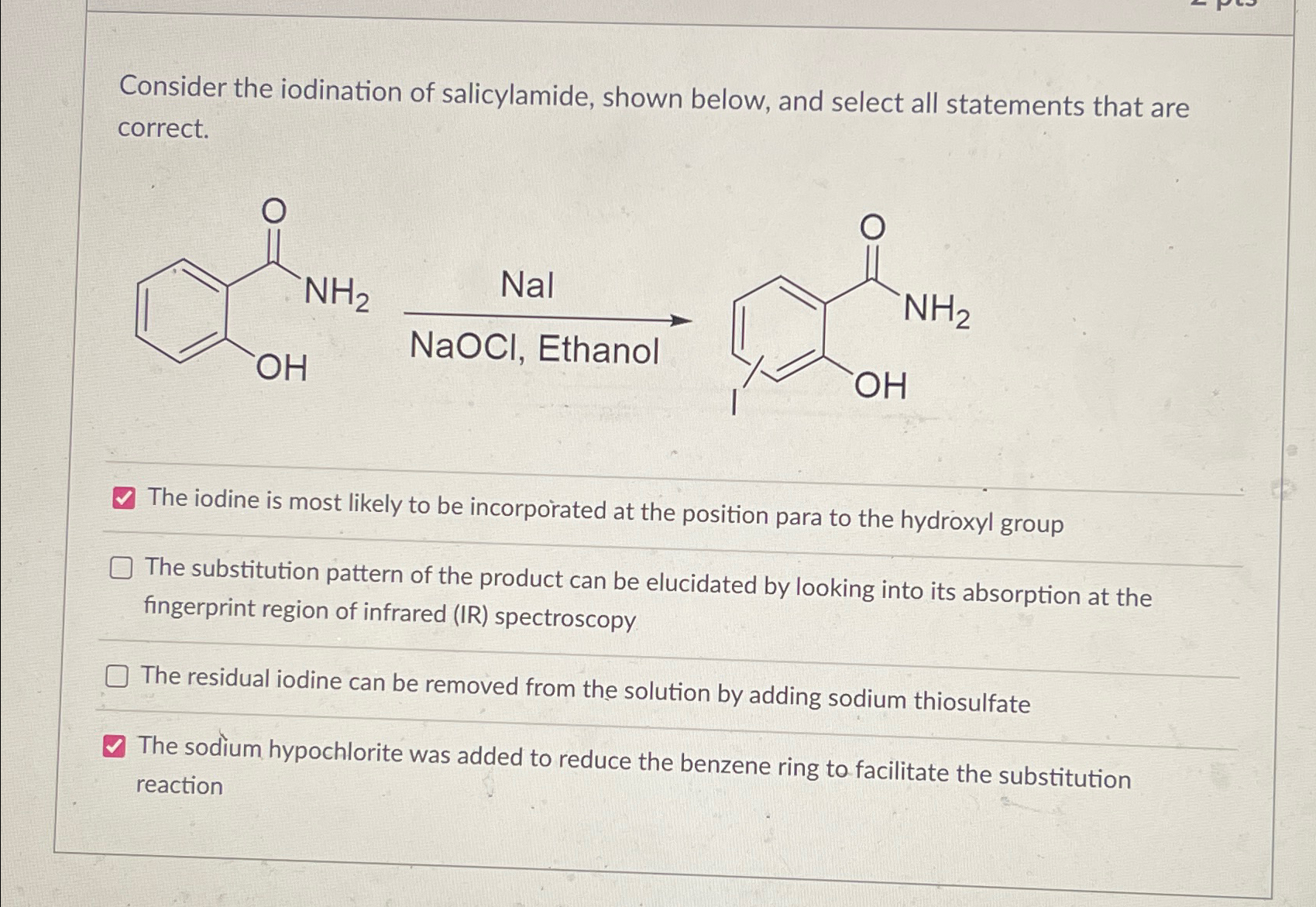 Solved Consider the iodination of salicylamide, shown below, | Chegg.com