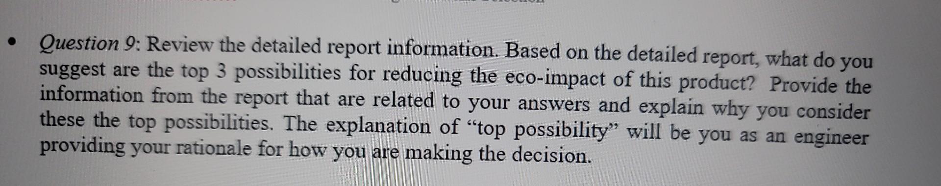 Solved Question 9: Review the detailed report information. | Chegg.com