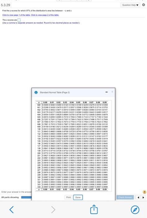 Solved Question Help 5.3.29 Foid the scores for which 97% of | Chegg.com