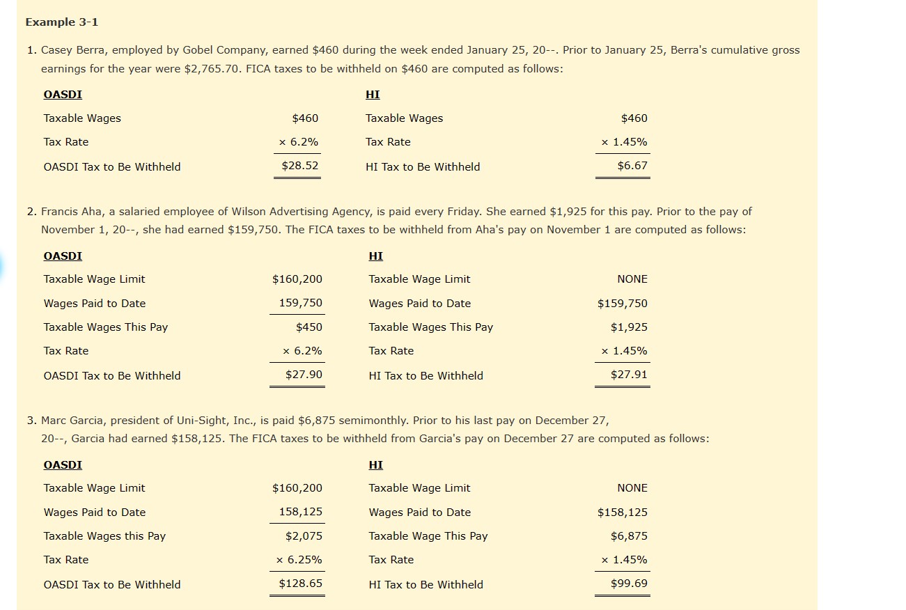 Solved the nearest cent. the nearest cent.Example 3-1Casey | Chegg.com