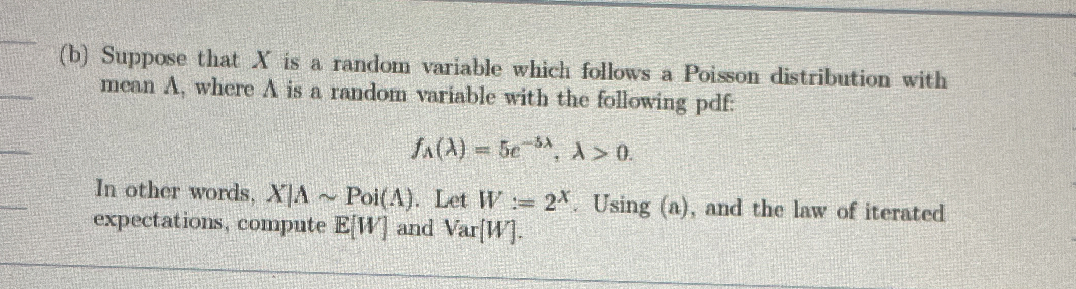 Solved (b) ﻿Suppose that x ﻿is a random variable which | Chegg.com