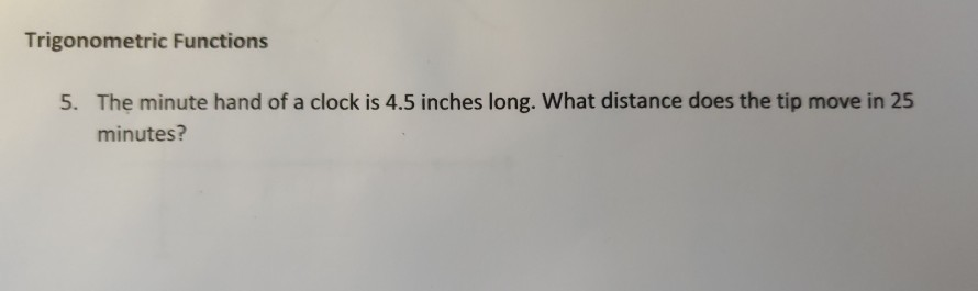 Solved Trigonometric Functions 5. The minute hand of a clock | Chegg.com