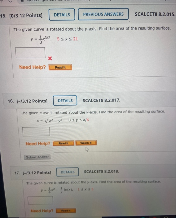 Solved 15. [0/3.12 points) DETAILS PREVIOUS ANSWERS SCALCET8 | Chegg.com