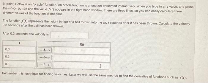 1 Point Below Is An Oracle Function An Oracle