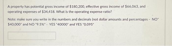 Solved A property has potential gross income of $180,200, | Chegg.com