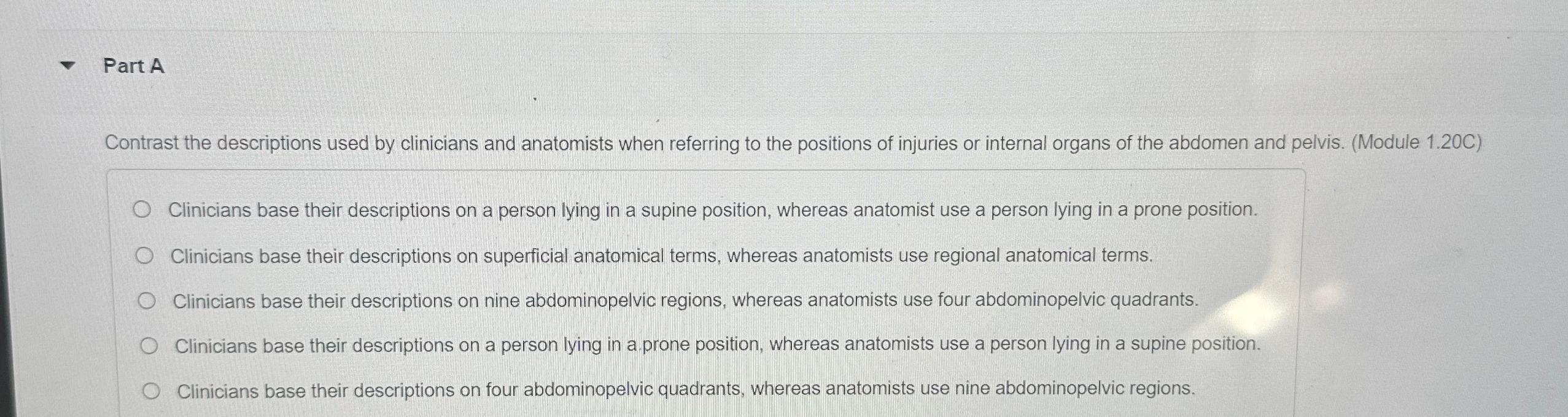Solved Part AContrast the descriptions used by clinicians | Chegg.com