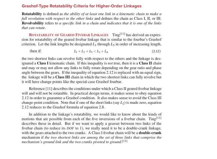 Solved Grashof-Type Rotatability Criteria for Higher-Order | Chegg.com
