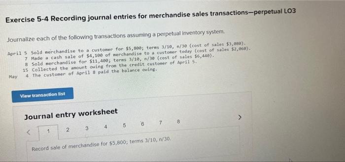 Solved Exercise 5-4 Recording journal entries for | Chegg.com