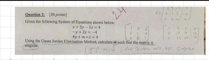 Solved Given the following System of Equations shown below: | Chegg.com