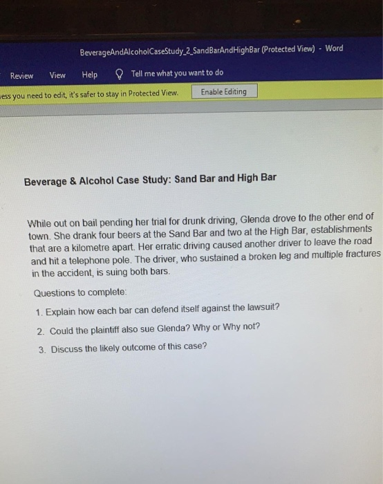 Solved BeverageAndAlcoholCase Study_2_SandBarAndHighBar | Chegg.com