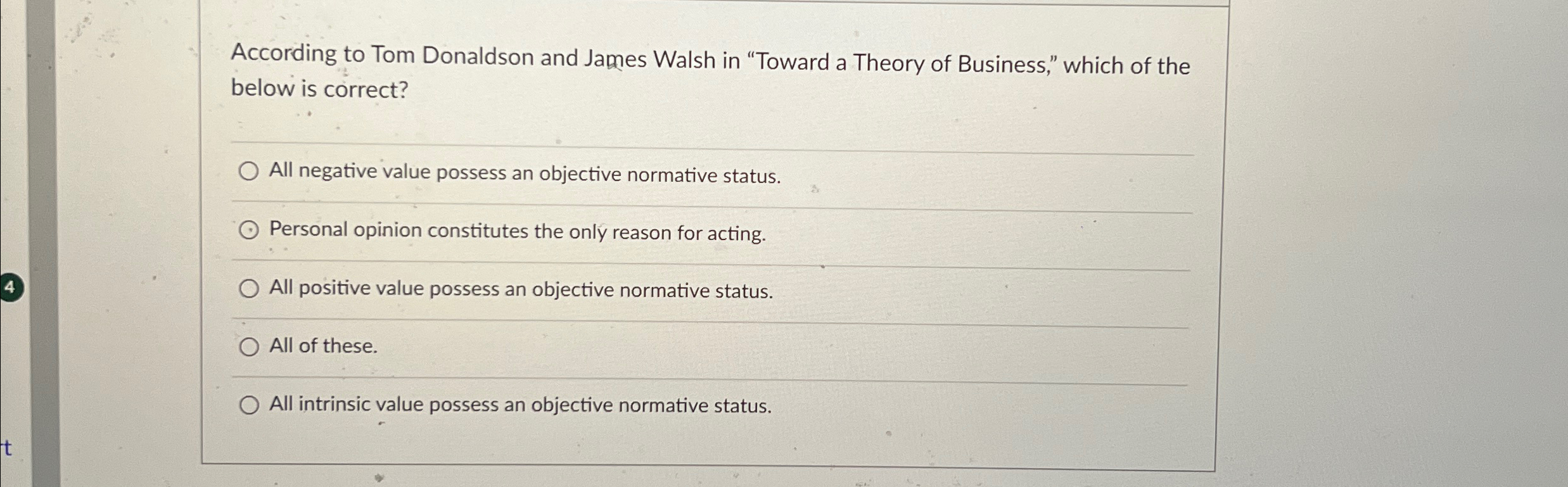 Solved According to Tom Donaldson and James Walsh in "Toward | Chegg.com