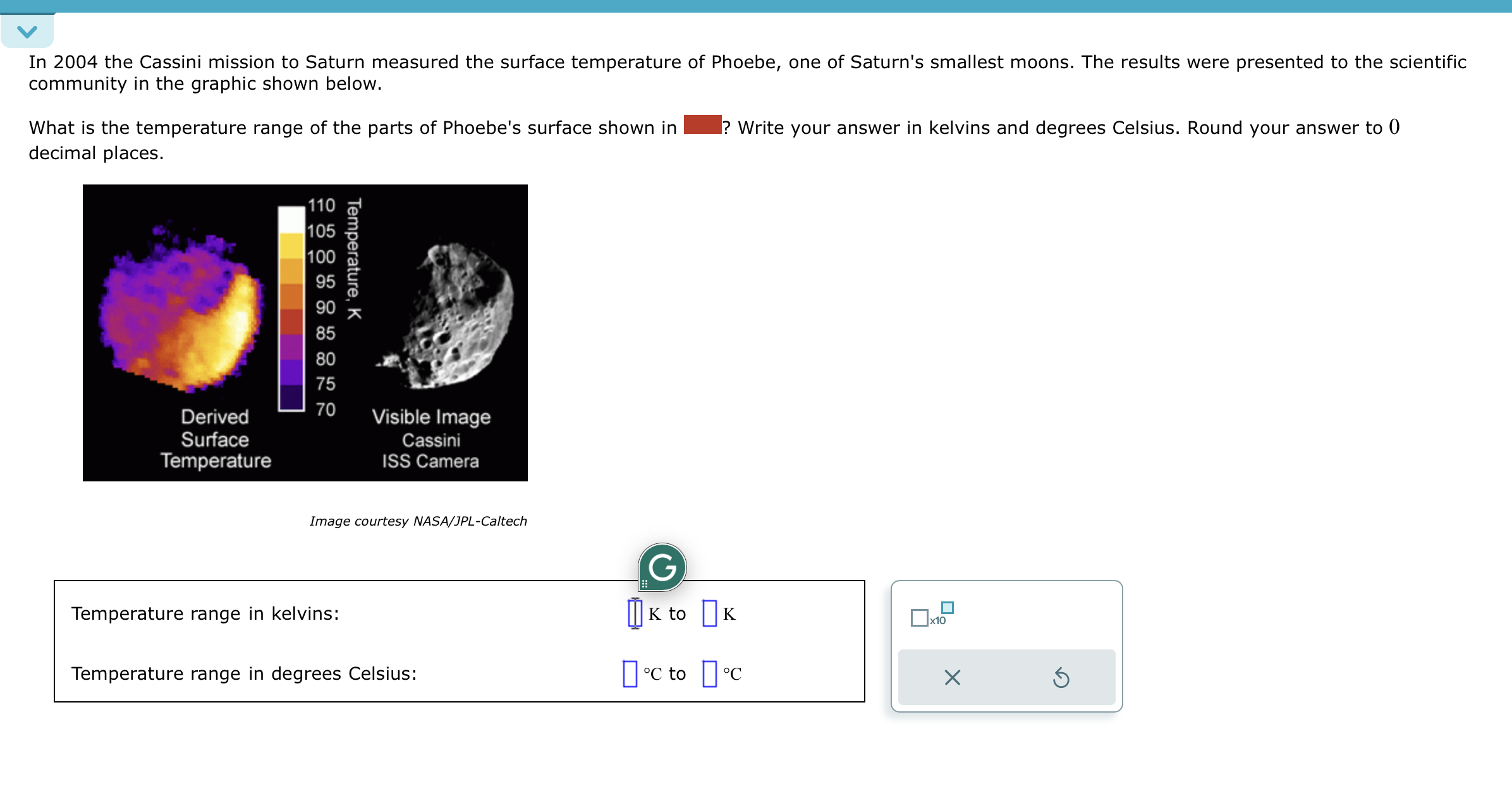 Solved In 2004 ﻿the Cassini mission to Saturn measured the | Chegg.com