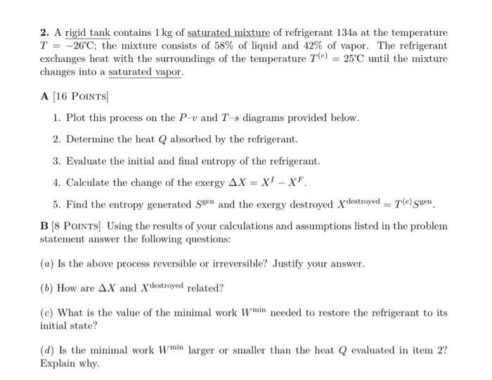 Solved 2. A rigid tank contains 1 kg of saturated mixture of | Chegg.com