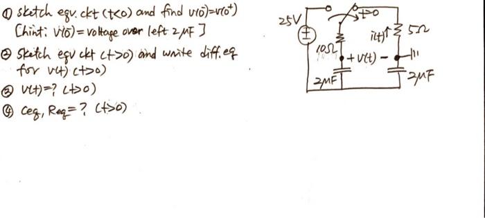 Solved (1) sketch eqv. ckt (t