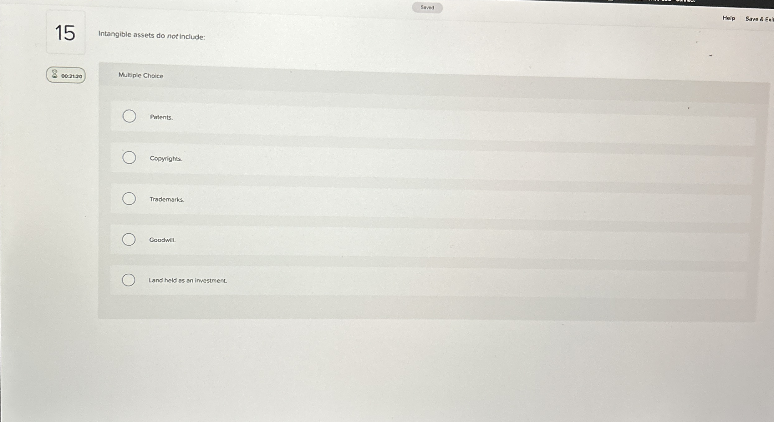 Solved 15HelpSave & ExitIntangible assets do not | Chegg.com