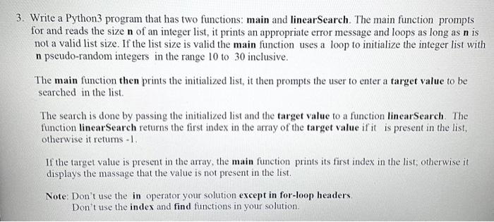 Solved 3 Write A Python3 Program That Has Two Functions