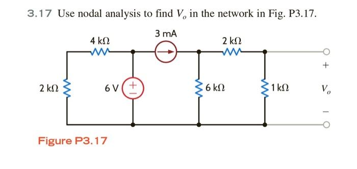 Solved 3.17 Use nodal analysis to find V, in the network in | Chegg.com