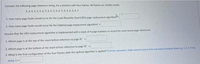 Solved Consider the following page reference string for a | Chegg.com