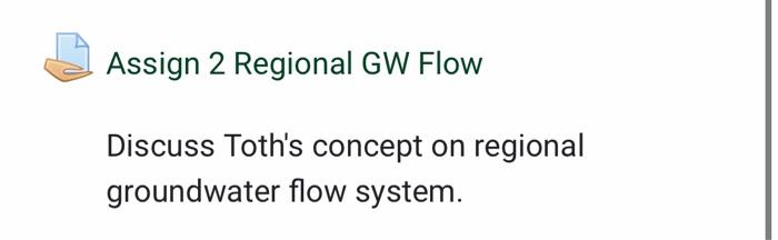 Solved Assign 2 Regional GW Flow Discuss Toth's concept on | Chegg.com