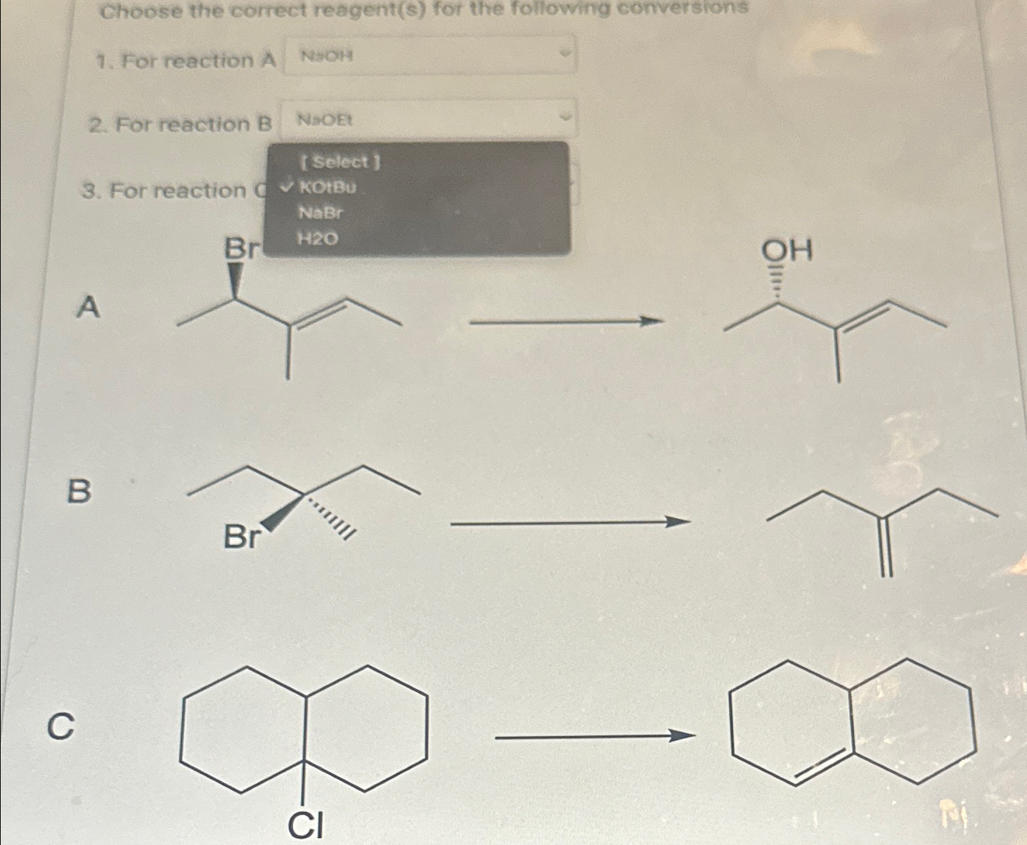 Solved Choose the correct reagent(s) ﻿for the following | Chegg.com