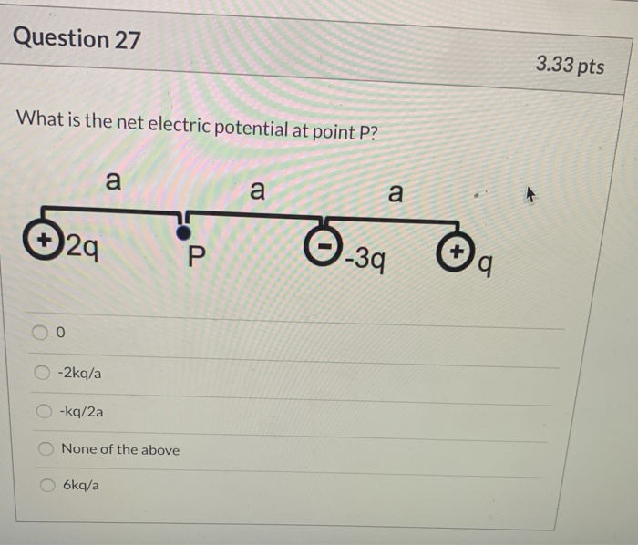 Solved Question 27 3.33 pts What is the net electric | Chegg.com