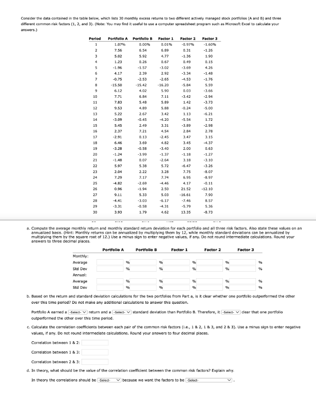 Solved Compute the average monthly return and monthly | Chegg.com