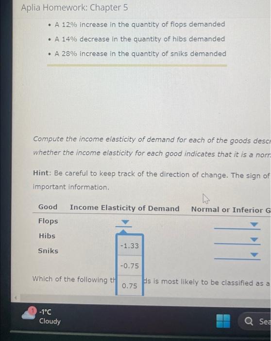 Aplia Homework: Chapter 5 A 12% increase in the | Chegg.com