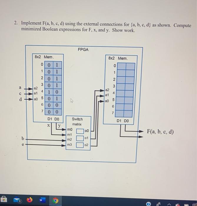 Solved 2. Implement F(a, b, c, d) using the external | Chegg.com