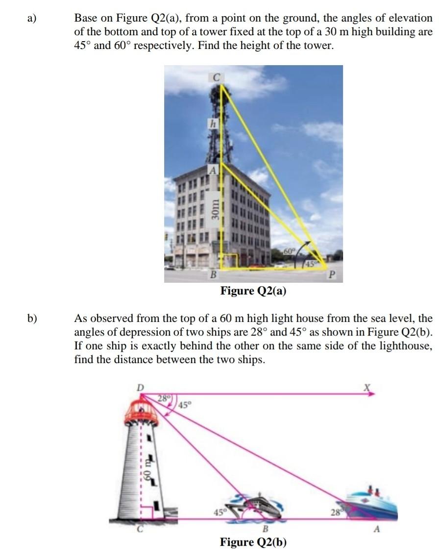 Solved 1.Base on Figure Q2(a), from a point on the ground, | Chegg.com