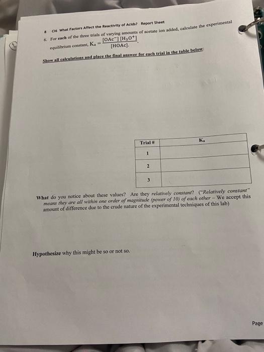 Ci6 What Factors Affect the Reactivity of Acldst | Chegg.com