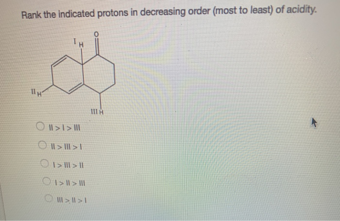 Solved Rank the indicated protons in decreasing order (most | Chegg.com