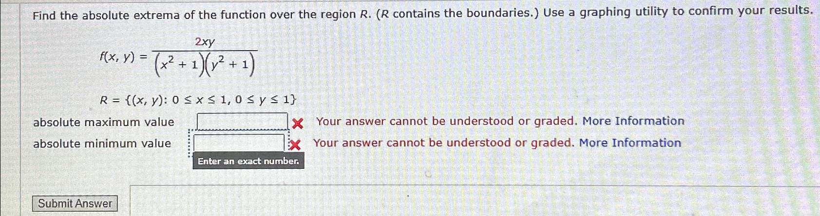 Solved Find the absolute extrema of the function over the | Chegg.com