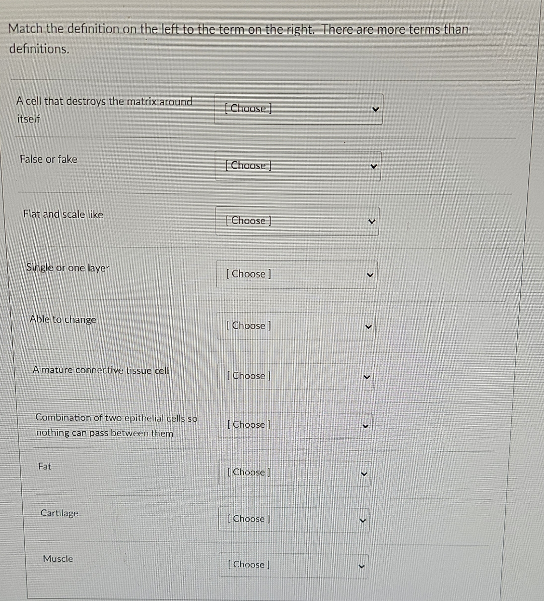 Solved Match the definition on the left to the term on the | Chegg.com