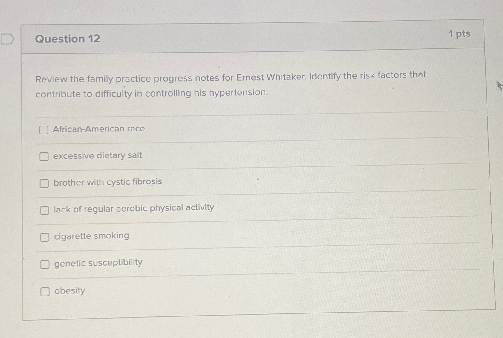 Solved Question 121ptsReview the family practice progress | Chegg.com