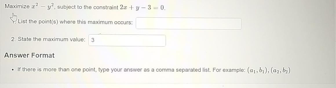 Solved Maximize x^(2)-y^(2), subject to the constraint | Chegg.com