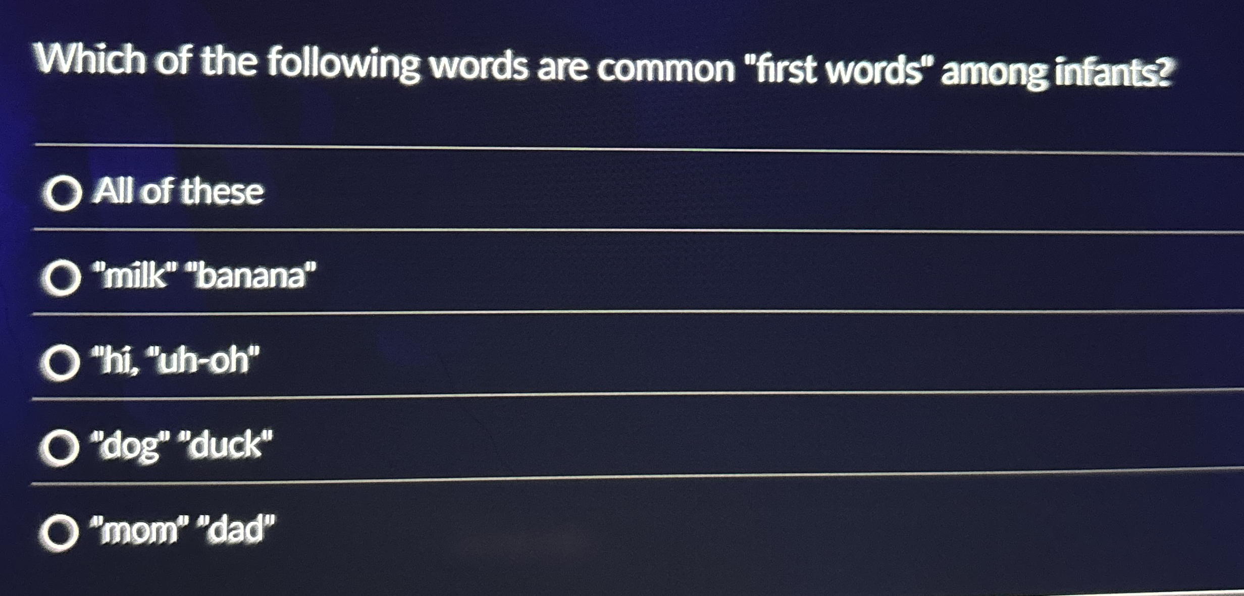 Solved Which of the following words are common "first words" | Chegg.com