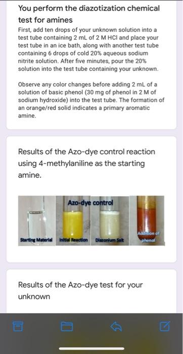 Solved You perform the diazotization chemical test for | Chegg.com