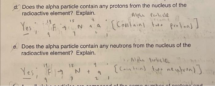 Solved d. Does the alpha particle contain any protons from | Chegg.com