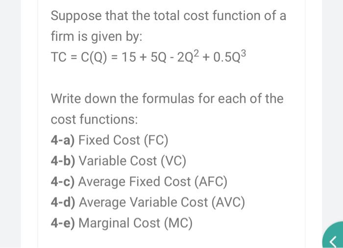 Solved Suppose that the total cost function of a firm is | Chegg.com