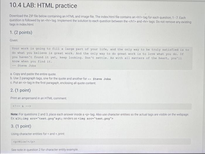 Download the ZIP file below containing an HTML and | Chegg.com