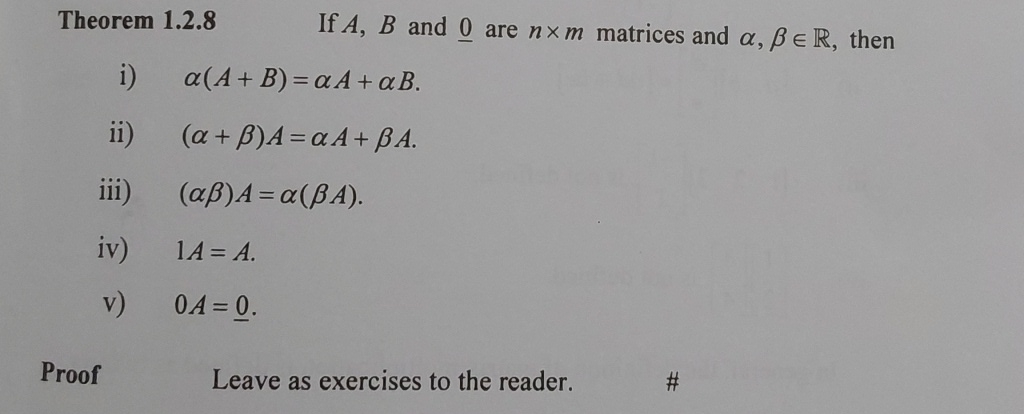 Solved Theorem 1.2.8 ﻿If A,B ﻿and 0? ﻿are n×m ﻿matrices and | Chegg.com