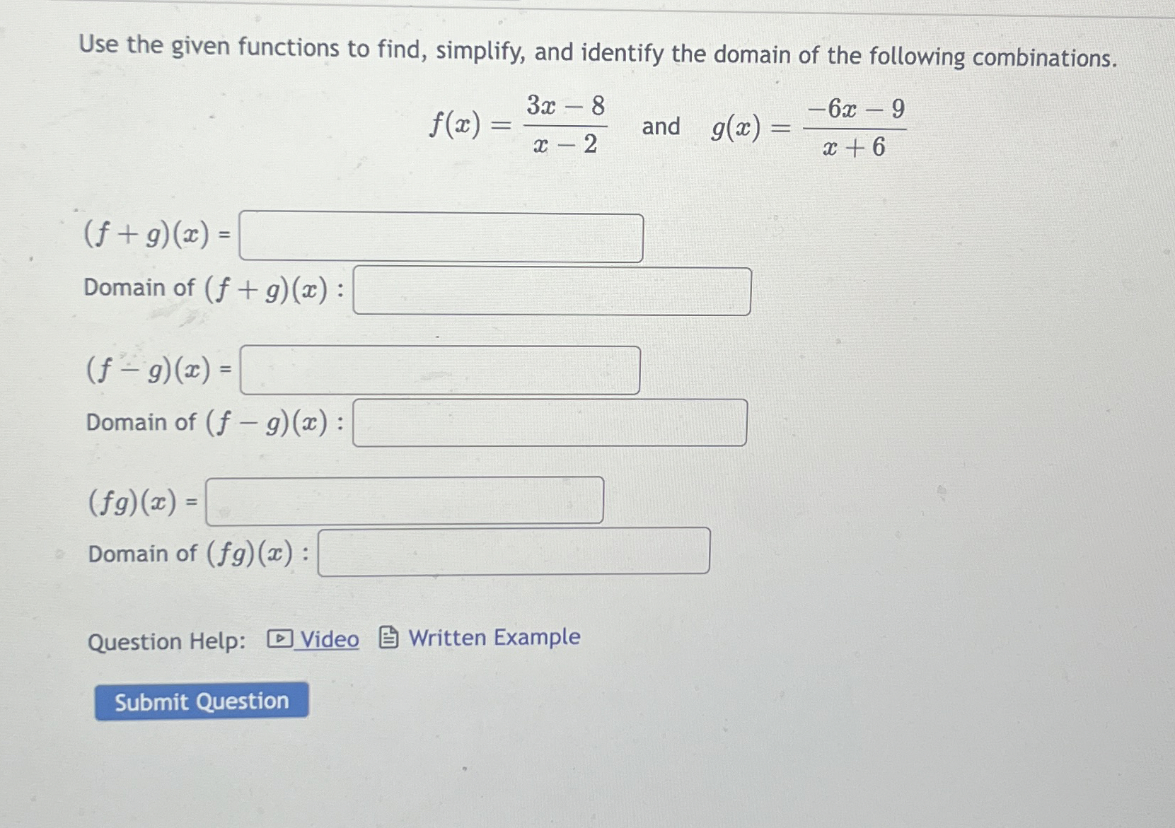 Solved Use the given functions to find, simplify, and | Chegg.com
