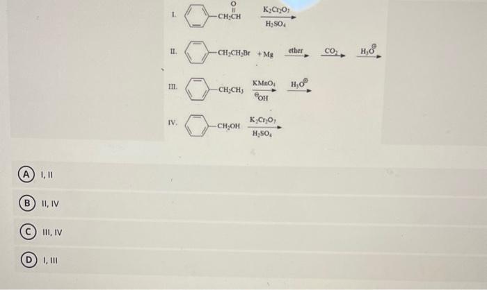 Solved II. −CH2CH2Br+Mg ether CO2H3O9 in. rV. | Chegg.com