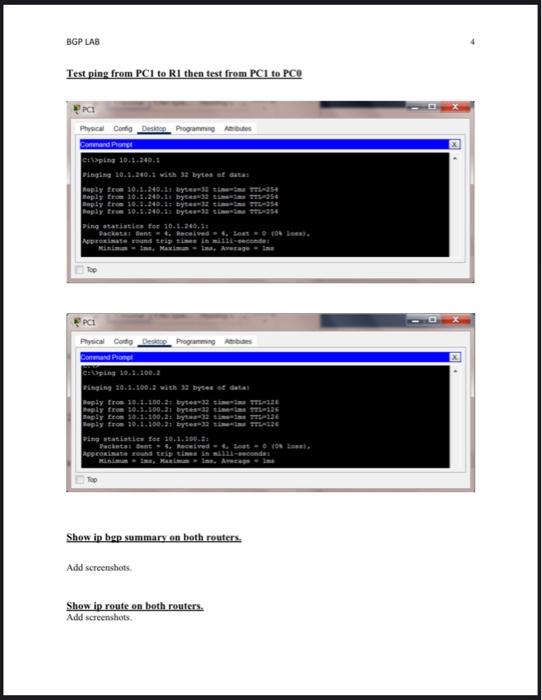 Solved Configuration of eBGP on Cisco Routers RIAshow ip | Chegg.com
