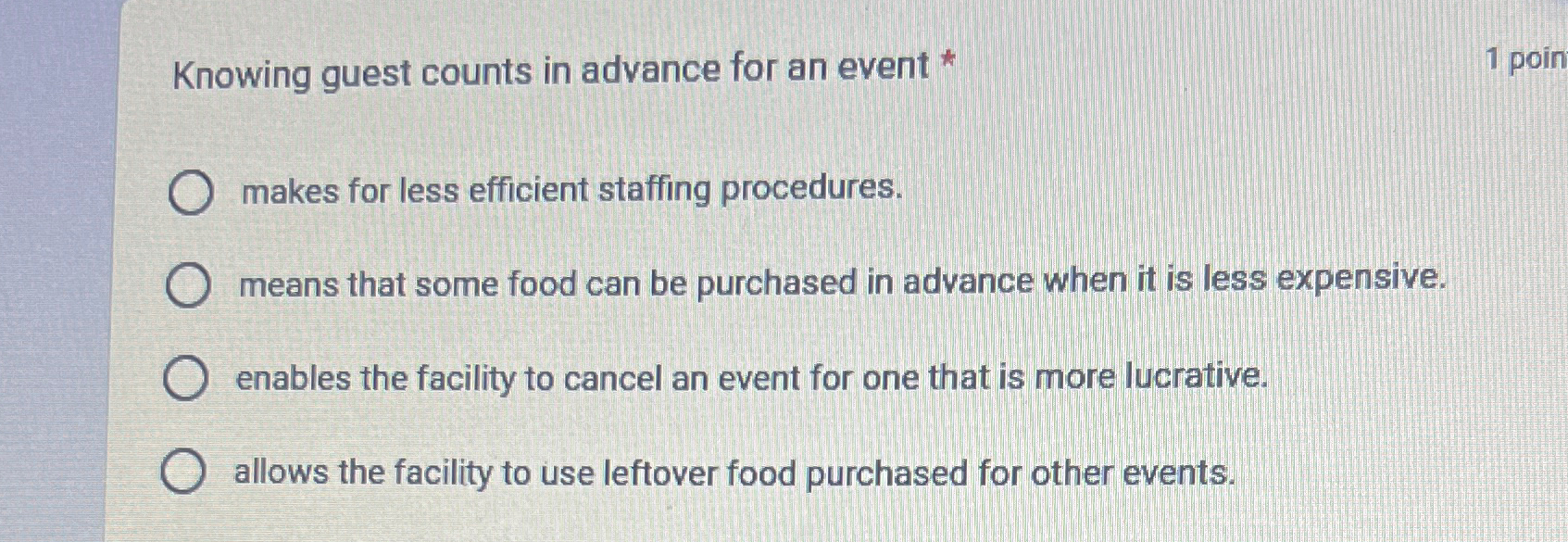 Solved Knowing guest counts in advance for an event *1 | Chegg.com