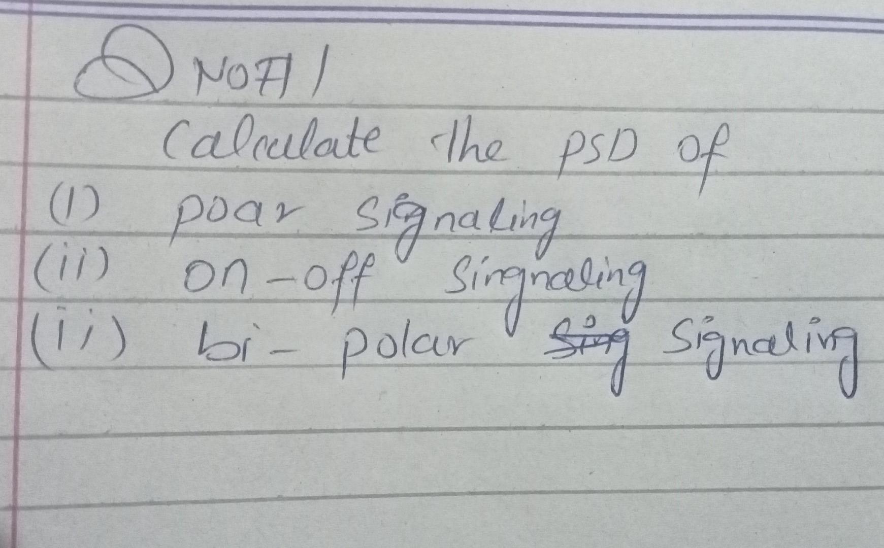Solved Nofl I Calculate the PSD of (1) poar signaling (ii) | Chegg.com