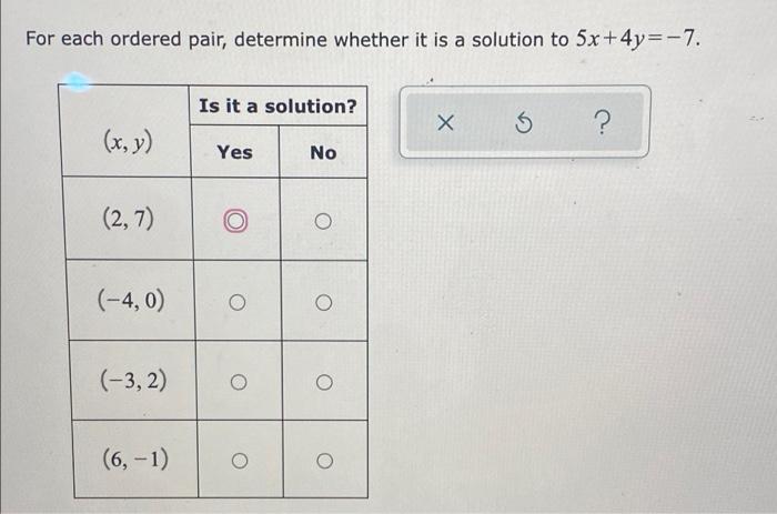 Solved For each ordered pair, determine whether it is a | Chegg.com