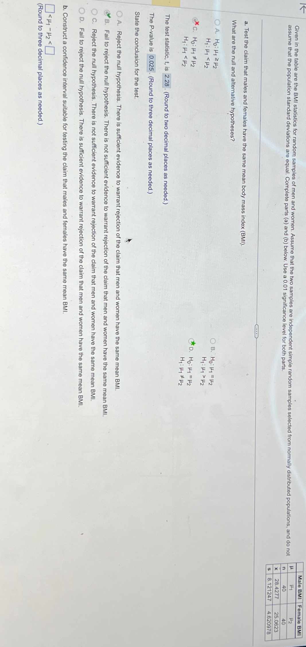 Solved assume that the population standard deviations are | Chegg.com
