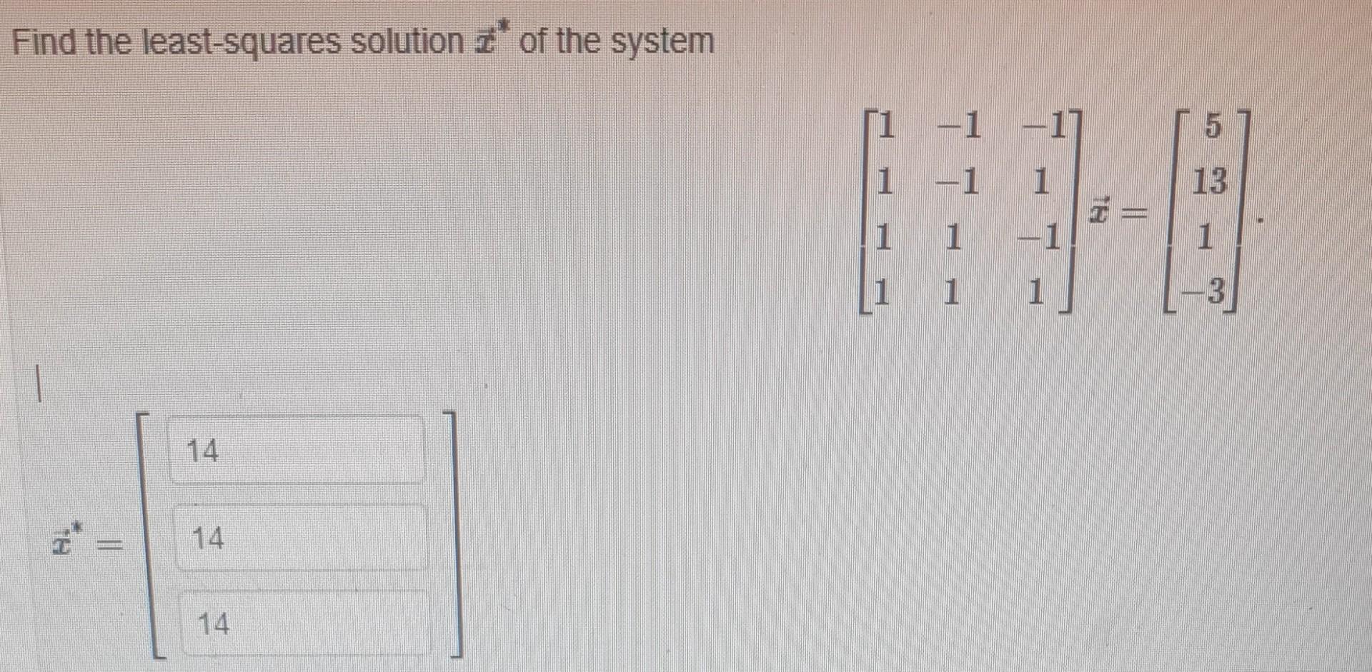 Solved Find the least-squares solution x∗ of the system | Chegg.com