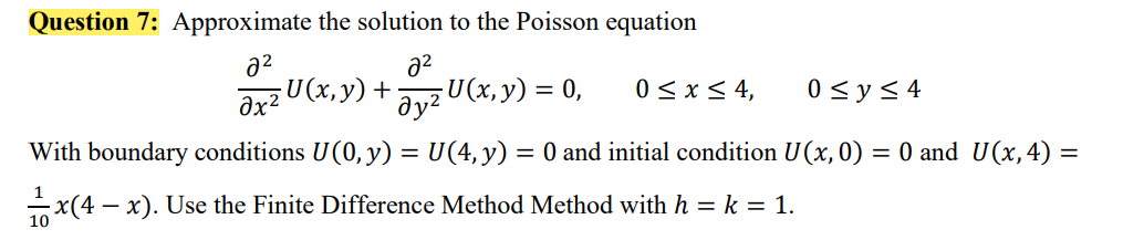 Solved Approximate the solution to the Poisson | Chegg.com